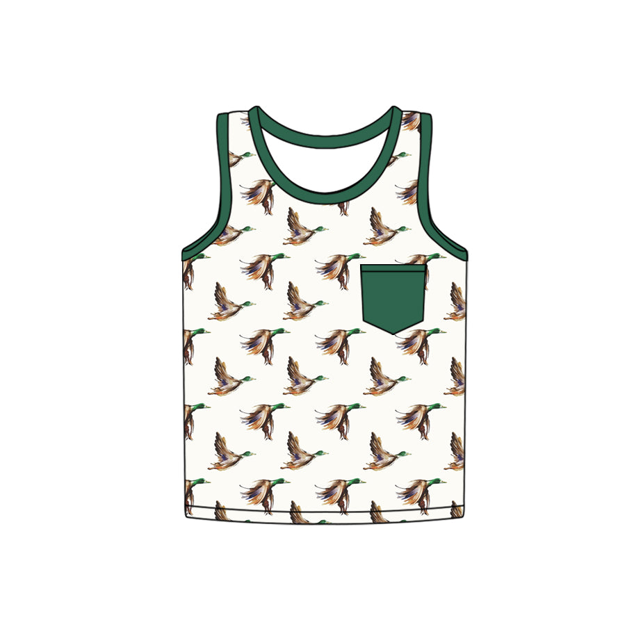 Bay Boys Green Sleeveless Pocket Ducks Plaid Vest Top Preorder – Yiwu ...